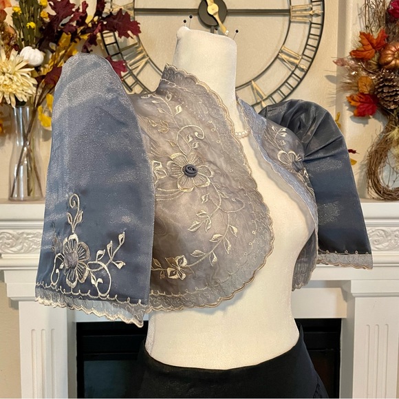 Dresses | Gray Terno Sleeve Filipiniana Bolero | Poshmark